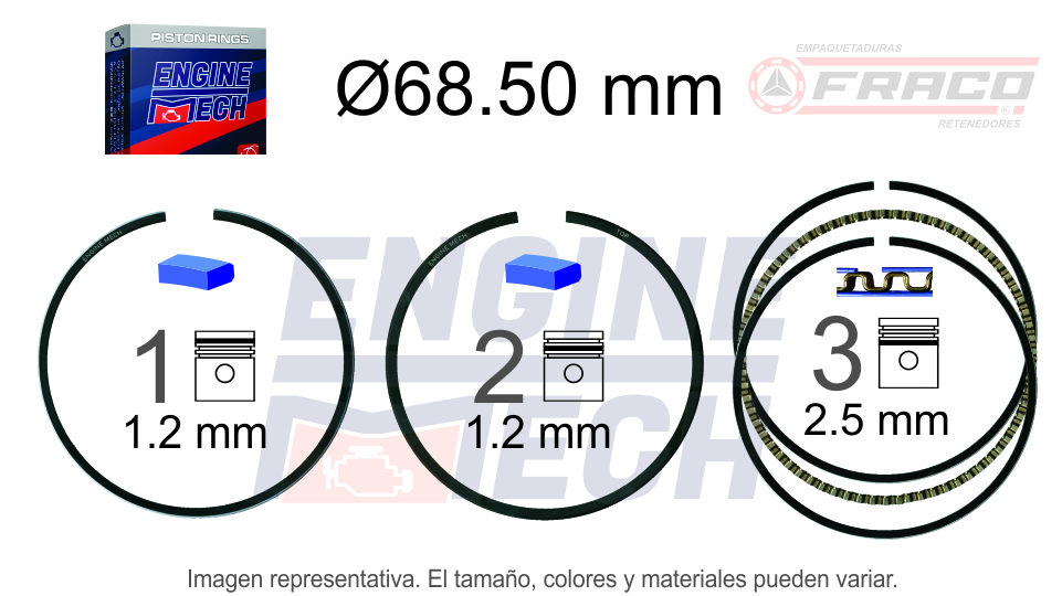 Anillo Motor Chevrolet Spark F12S3-Std (Erc1640010Std - Engmech ...